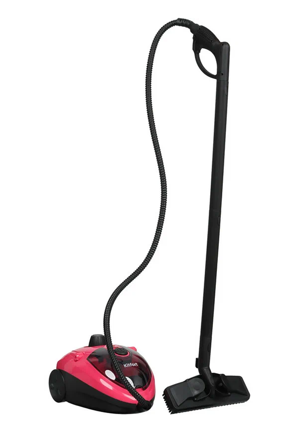 Пароочиститель Kitfort КТ-9218, черно-малиновый, с 8 насадками, напольное исполнение