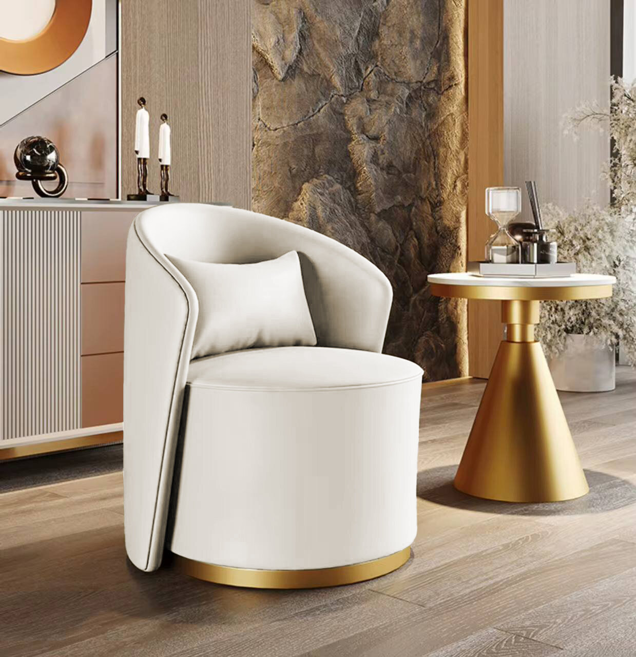 Кресло крутящееся дизайнерское Hayat премиум дизайн, экокожа 75х52х42 см