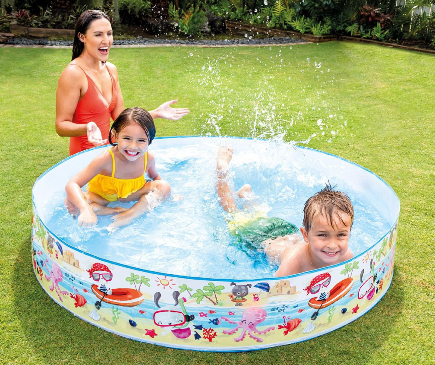 Детский бассейн Intex "Веселый пляж", круглый, жесткий, 152 см