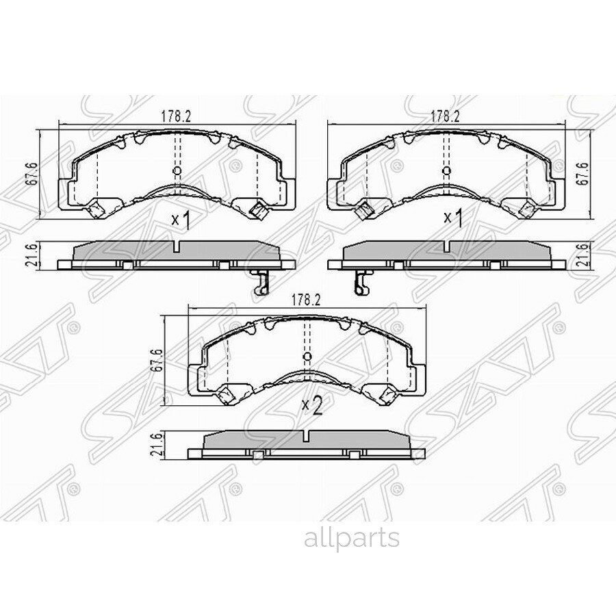 SAT ST-1K01-33-23ZA Колодки тормозные (Спереди) Mazda Titan 00-07 / Toyota Dyna 99-
