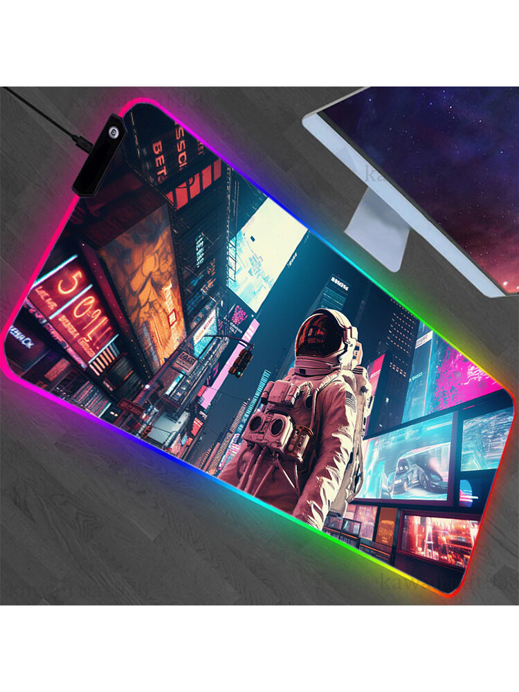 Игровой коврик "Cyberpunk", для мыши, с RGB-подсветкой, противоскользящий, 40х90 см
