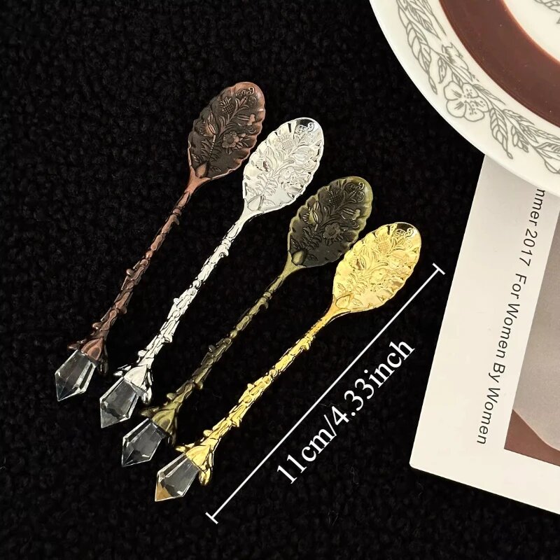 Винтажная резная хрустальная ложка для кофе Four-color suit