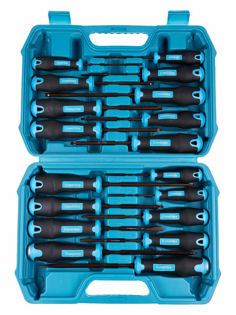 Набор отверток 18 штук, PH, SL, HEX, TORX, сталь S2, кейс, Smartbuy Tools