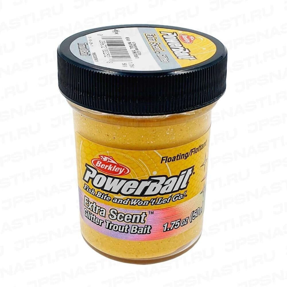 Паста форелевая Berkley PowerBait Natural Glitter Trout Bait (1633583), бежевая с блестками, сыр