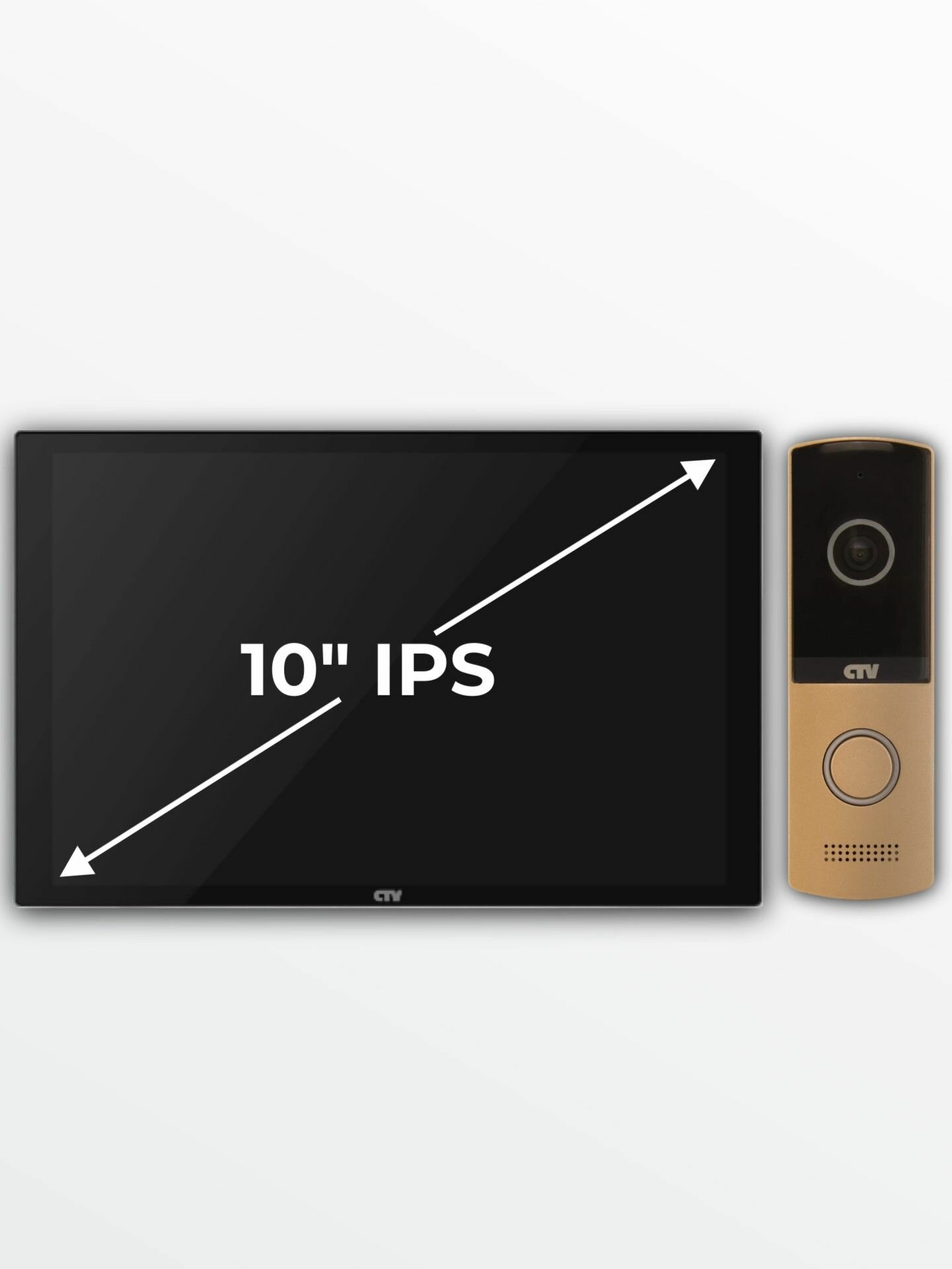 Комплект WiFi видеодомофон для квартиры: монитор 10" CTV-M5121 Q (B) + вызывная панель CTV-D4003NG (CH), для дома, офиса, Ai-детекция, функция видеорегистратора, подключение к подъездному домофону