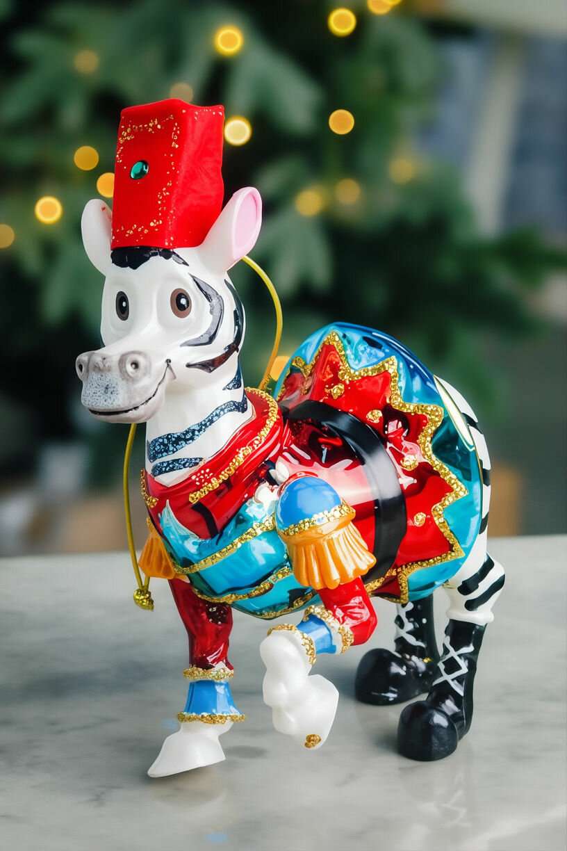 Ёлочная игрушка зебра - цирковой гвардеец, стекло, 12 см, Винтер Деко (Winter Deco) 4070134