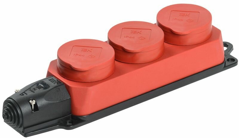 Колодка 3-м омега РБ33-1-0м IP44 каучук красн. IEK PKR61-016-2-K04