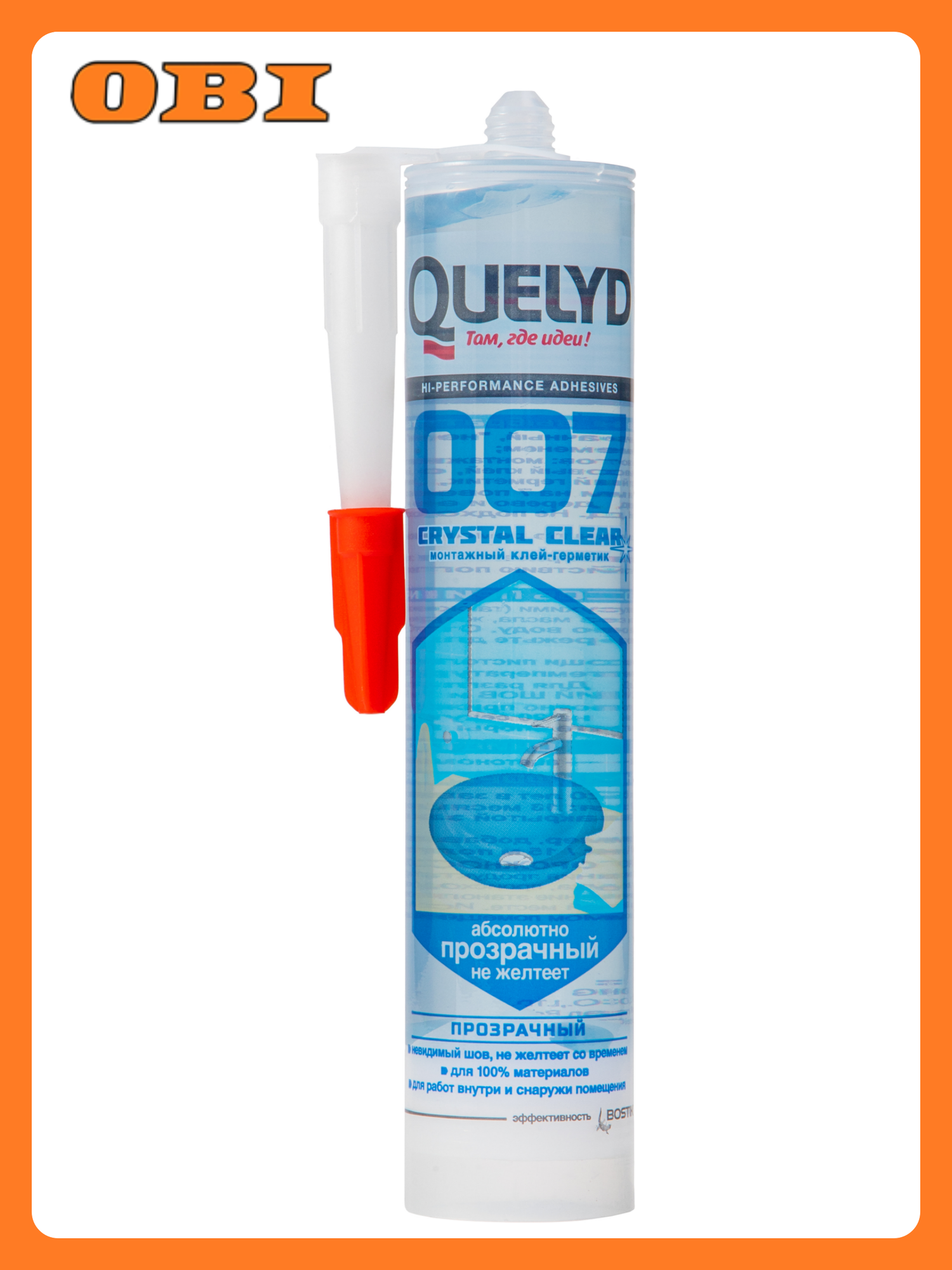 Клей-герметик Quelyd Crystal Clear, прозрачный, SMP-технологии, 290 мл