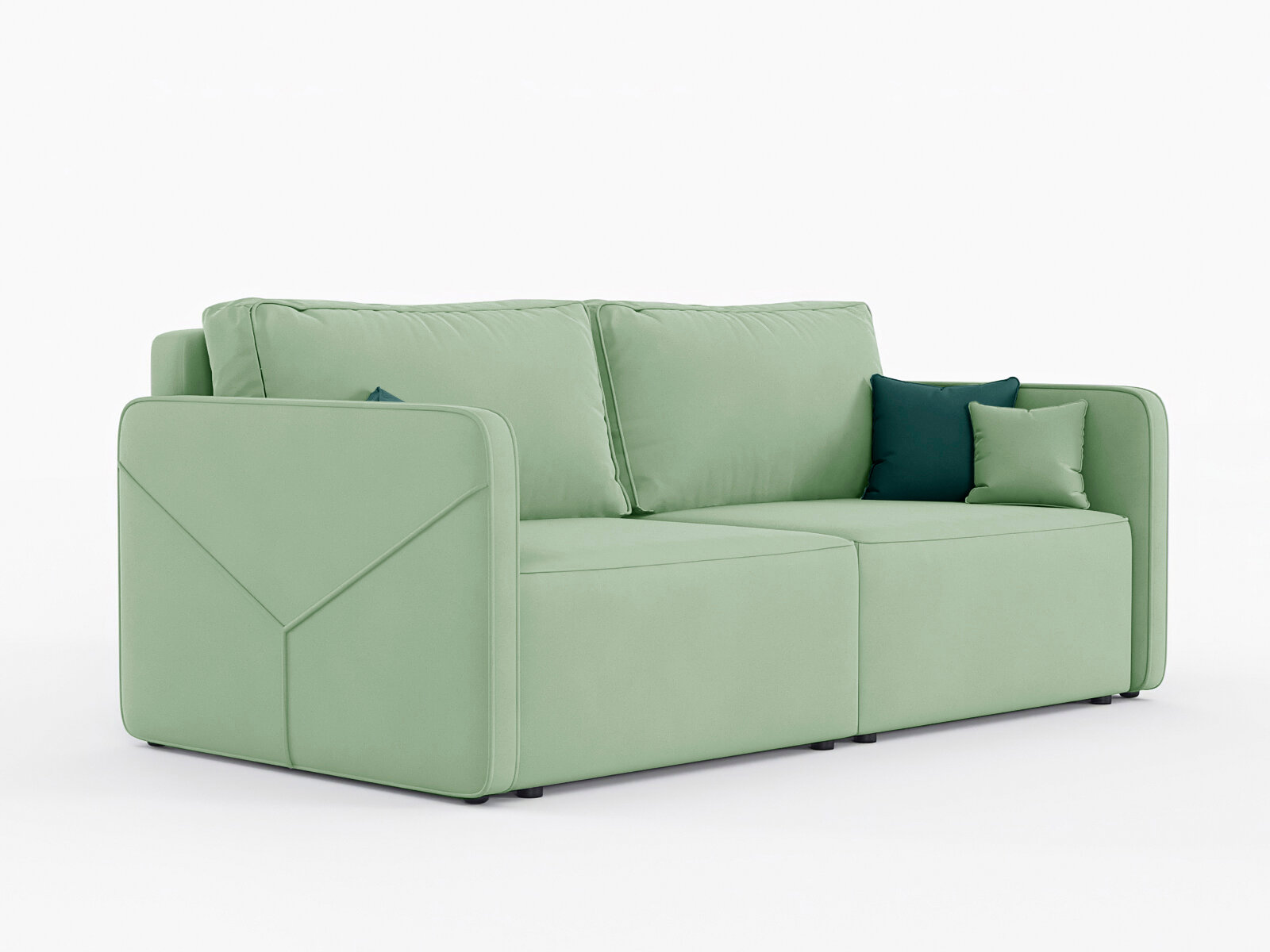 Диван - кровать Тоскана, еврокнижка-трансформер, 216*82*117, велюр Зара Минт 14/ копм. Зара Изумруд