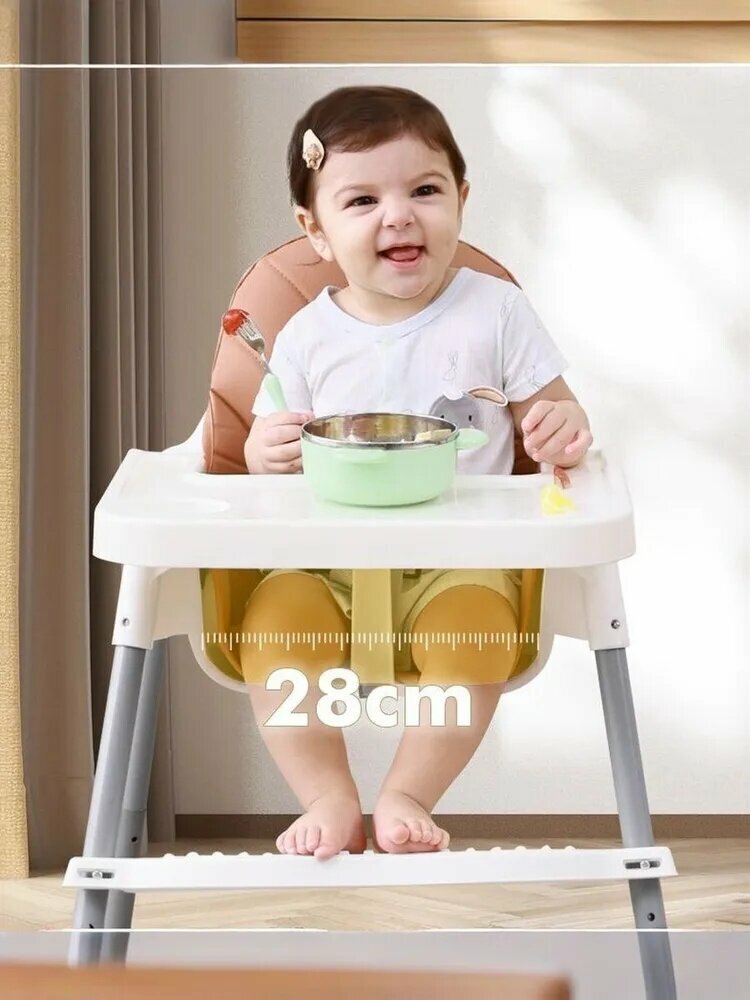 Стульчик для кормления ребенка, высокий детский стул для кормления со столиком, белый