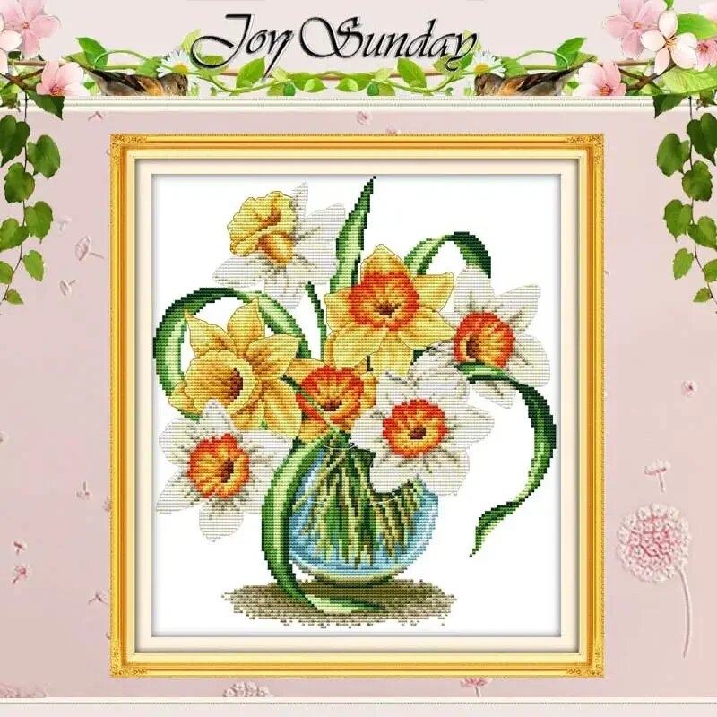 Набор для вышивки крестом Joy Sunday Лилии 11CT 14CT 16CT 11CT picture printed