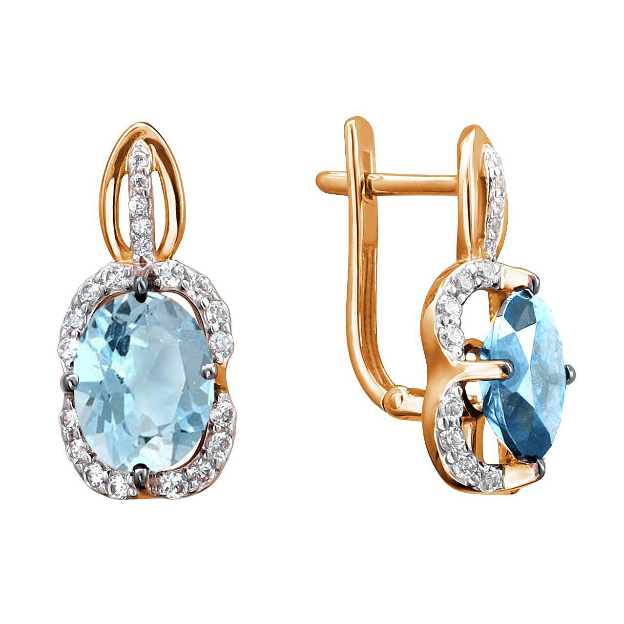 Серьги, серебро, 925 проба, топаз, фианит