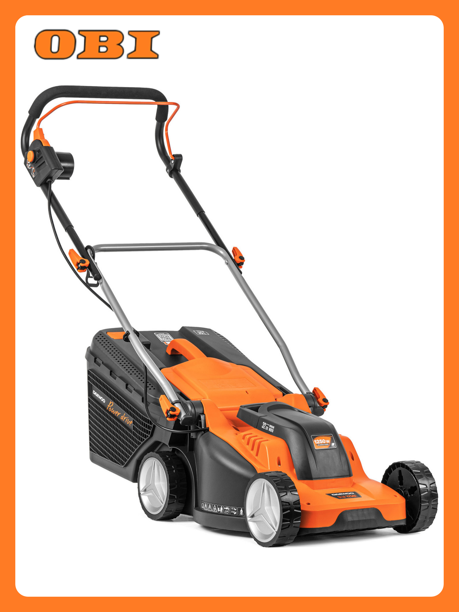 Газонокосилка Daewoo Power Products DLM 1250E, электрическая, ширина скашивания 32 см, 1250Вт