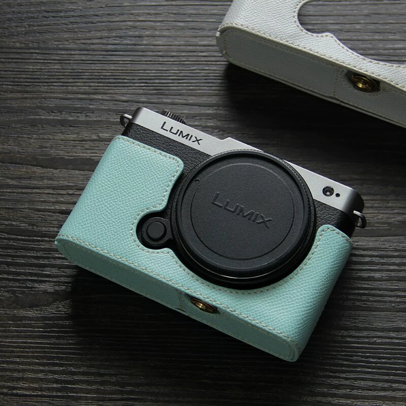 Подходит для чехла для камеры Panasonic S9, кожаный чехол из саржи S9, сумка для камеры, новая Тиффани синий[S9]кожаная