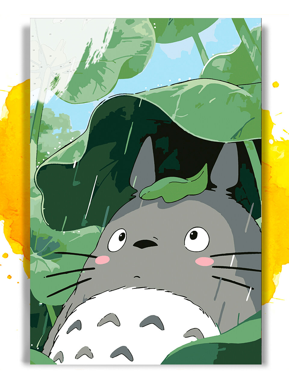 Картина по номерам на холсте Тоторо под дождем, 40 х 60 см