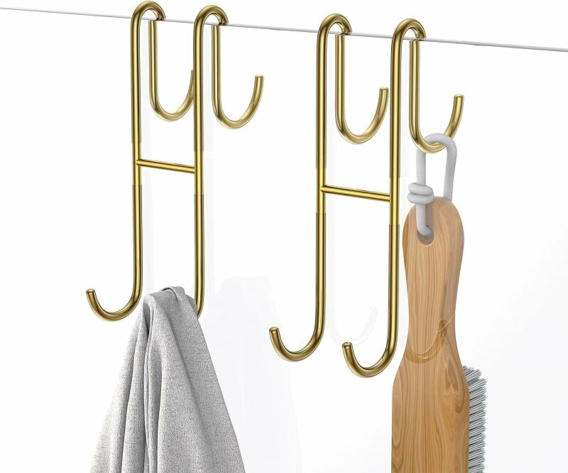 2 упаковки золотых нержавеющих стальных удлиненных крючков для душевых дверей