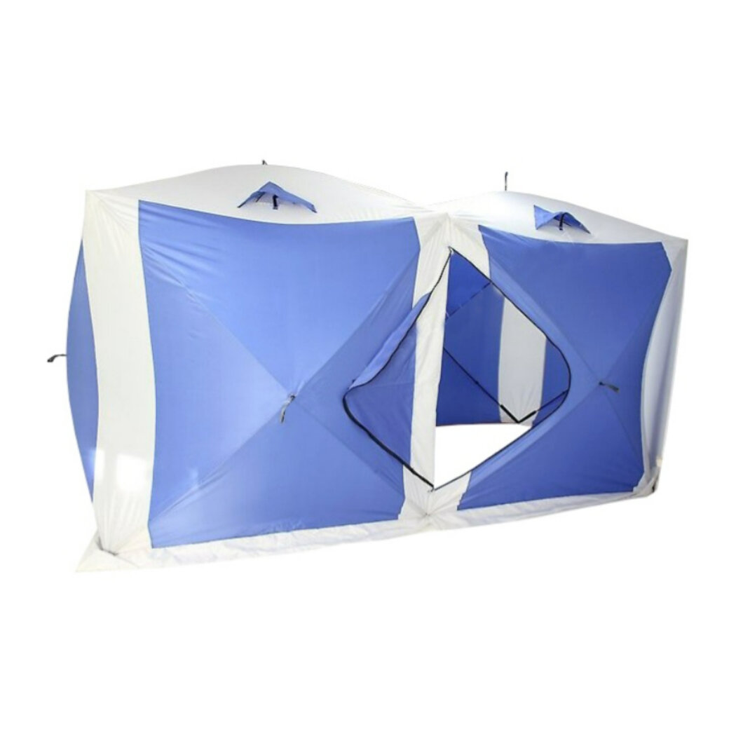 Палатка зимняя СТ-1621В, 200х400х215, двойная, полиэстер 400D PU + синтепон 100 г/м2, синяя с белым