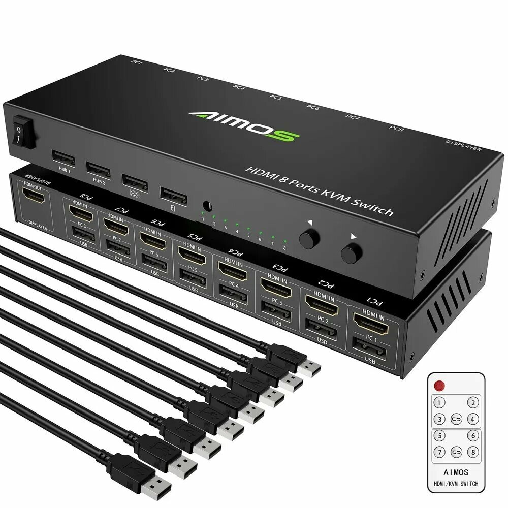 HDMI KVM-переключатель, 8 входов и 1 выход