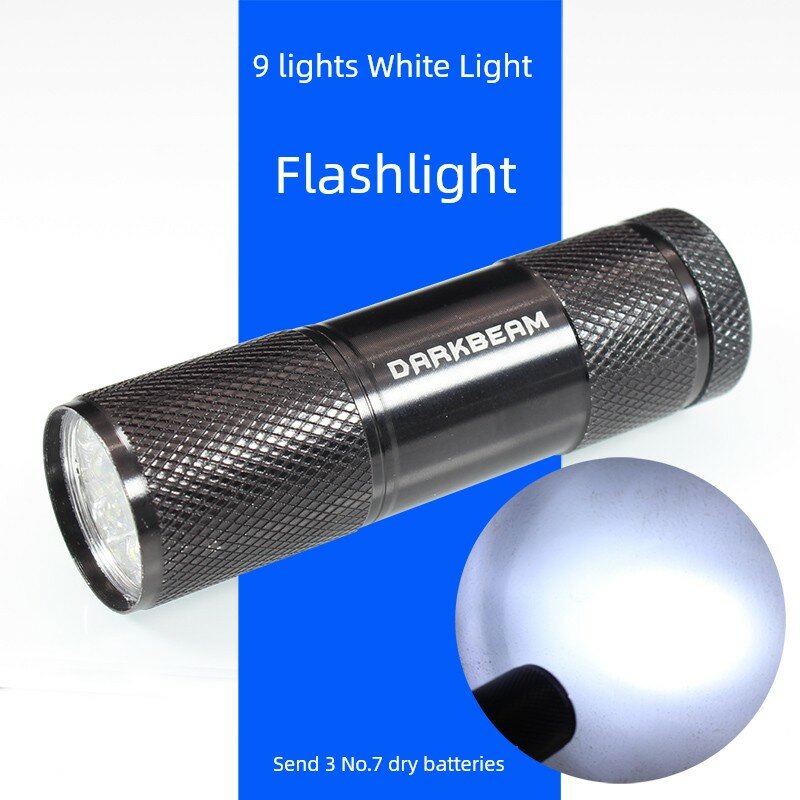 Мини-фонарик с 9 светодиодами, ультрафиолетовый фиолетовый свет, ручка для обнаружения флуоресцентных веществ,