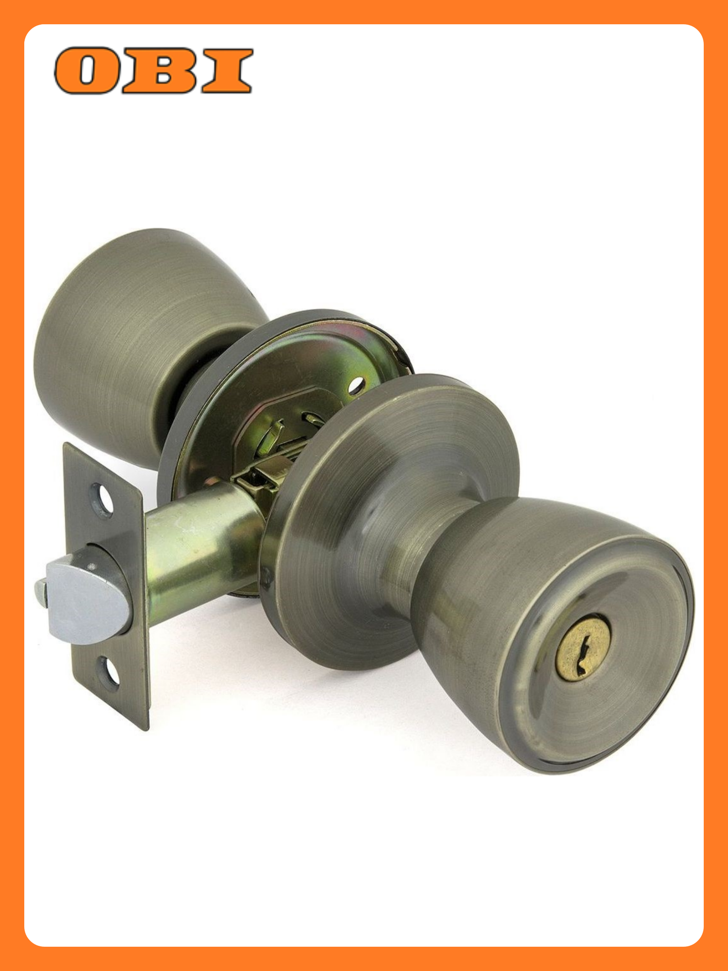 Дверная ручка-защелка фабрика замков 7072E с ключом античная бронза