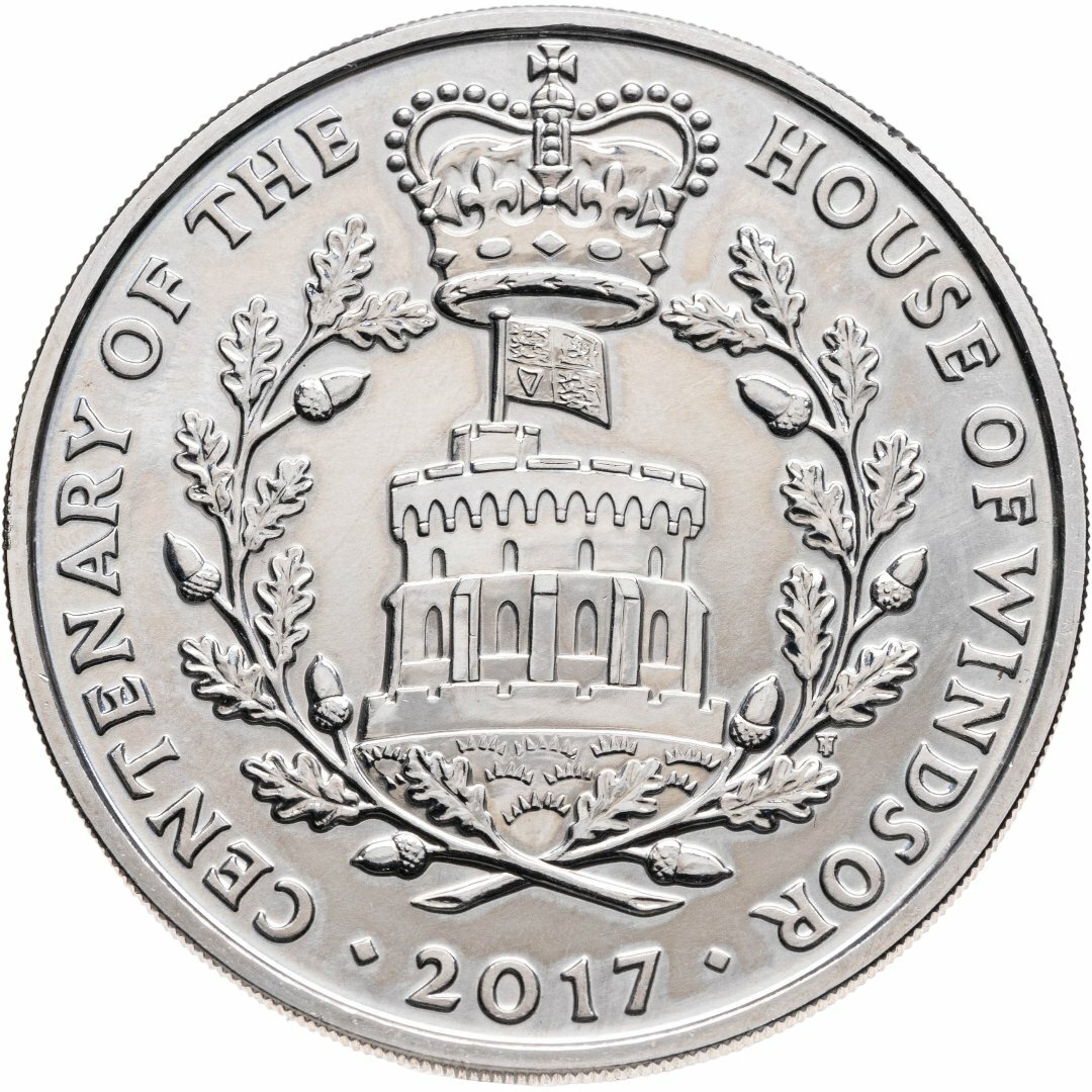 Великобритания 5 фунтов pounds 2017 "100 лет Дому Виндзоров", Мельхиор медь-никель, в сохранности BUNC