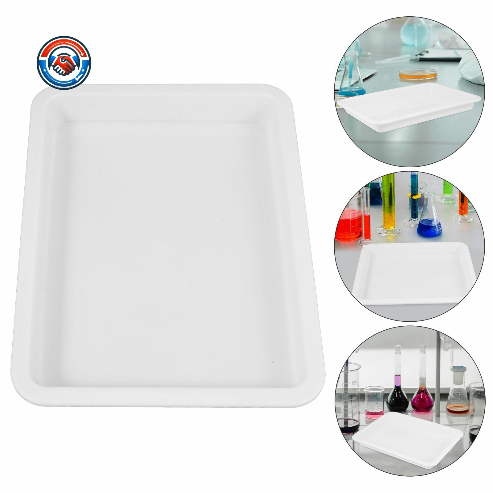 Лабораторный поднос пластиковый 24,6x18,5x2,7 см, устойчивый к кислотам и щелочам, органайзер для инструментов и химических принадлежностей, компактный лоток для школы и лаборатории