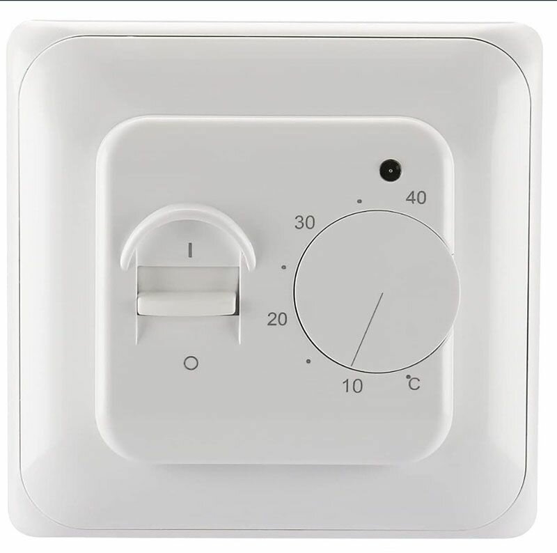 Терморегулятор для теплого пола, механический, ручной, 16A, 110-220V AC, с датчиком, белый, для электрического обогрева