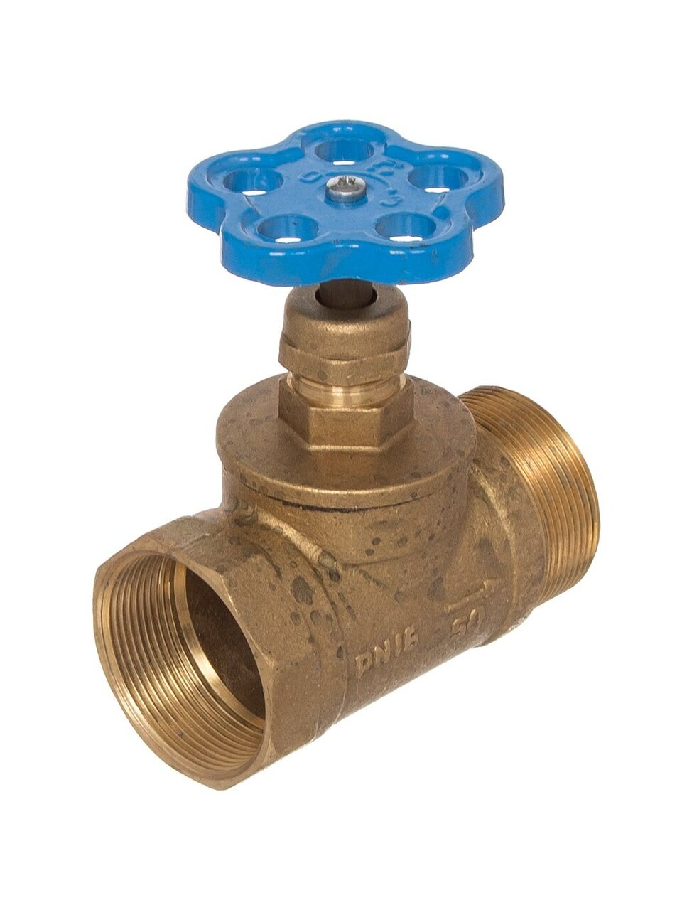 Вентиль для воды БАЗ 2 дюйма г-ш синий, бронза, запорная арматура, Россия