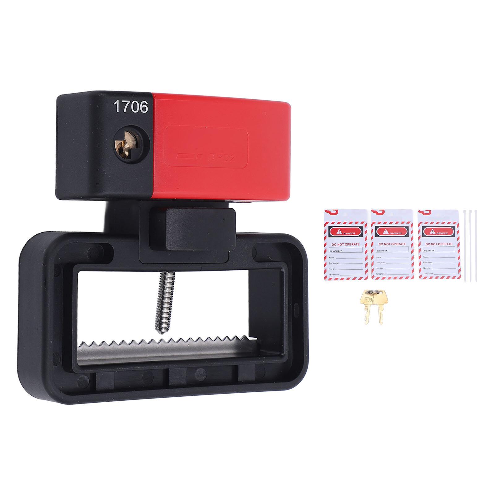 Блокировочное устройство для автоматического выключателя DPD2, самоблокирующийся комплект блокировки для электровыключателя, максимальная ширина 70 мм, толщина рукоятки 22 мм.