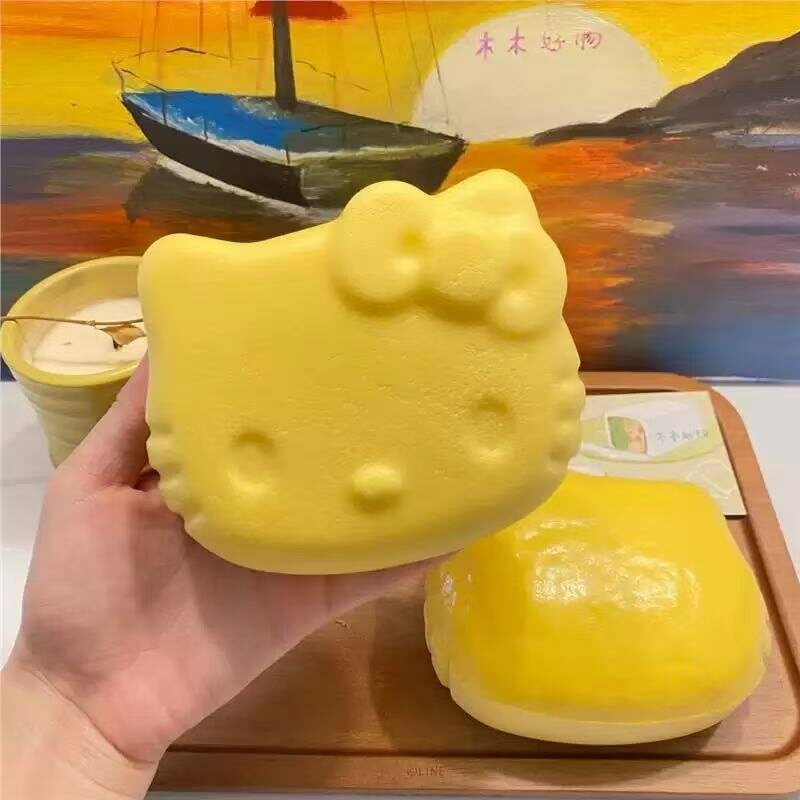 Влажная и мягкая игрушка-чизкейк с кошачьей головой KT, медленно восстанавливающая форму, с функцией снятия напряжения,