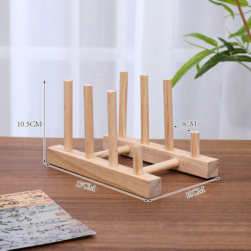 Деревянная многоярусная стойка для чайных подставок и посуды с натуральным цветом и 3-ярусной конструкцией для