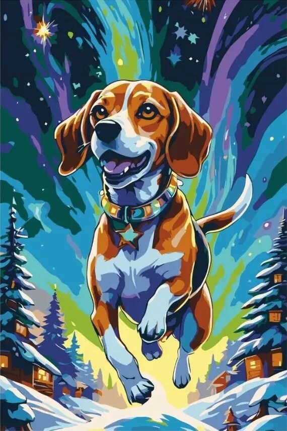 Алмазная Мозаика "Бигль. Собака" 40х50 Алмазная Вышивка / Картина Стразами, Полная Выкладка