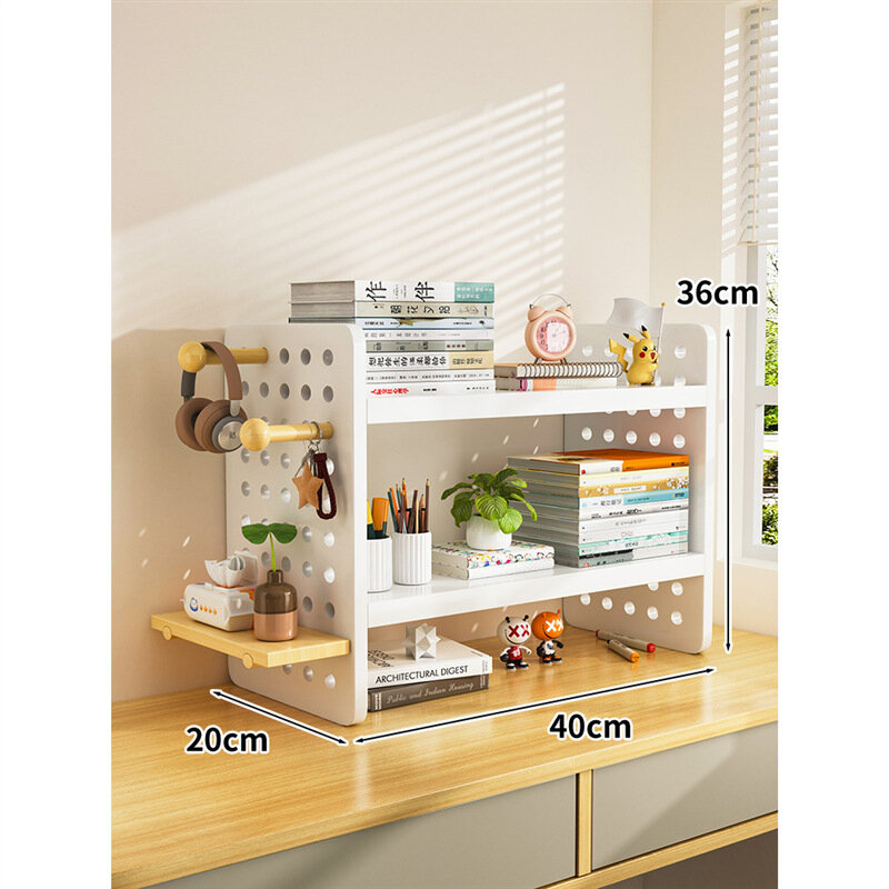 Настольный стеллаж для хранения вещей, книжная полка для хранения досок с отверстиями，40*20*36 cm