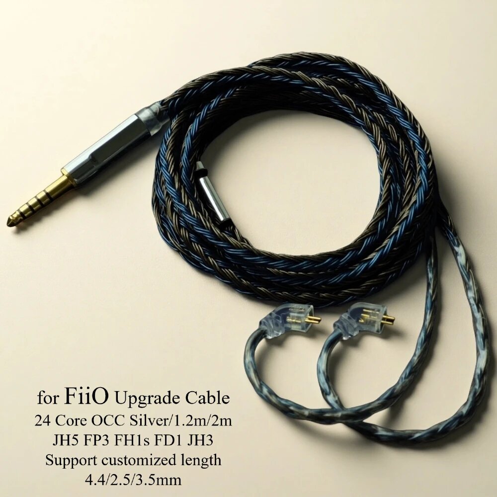 Серебрянный плетеной кабель для наушников FiiO OCC 1,2 метра 1.2m-3.5mm stereo