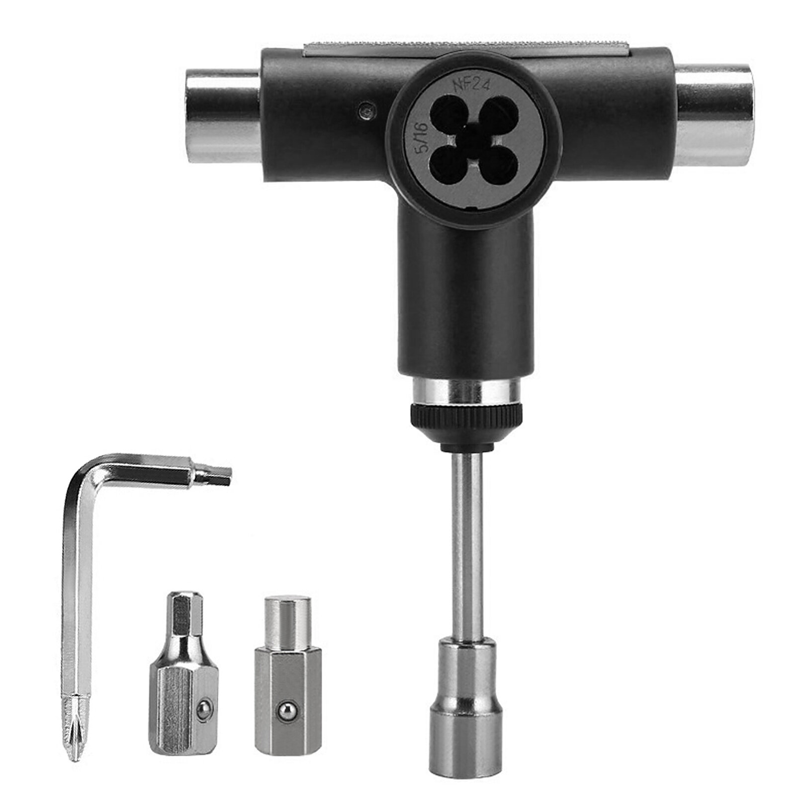 Инструмент для скейтборда T Tool, все в одном, гаечка T-образная, отвертка, многофункциональный инструмент для лонгборда, материал: пластик + нержавеющая сталь, цвета: черный / синий / желтый / зеленый (выбор), размер гаечки T: 13.3 * 10.3 см, размер