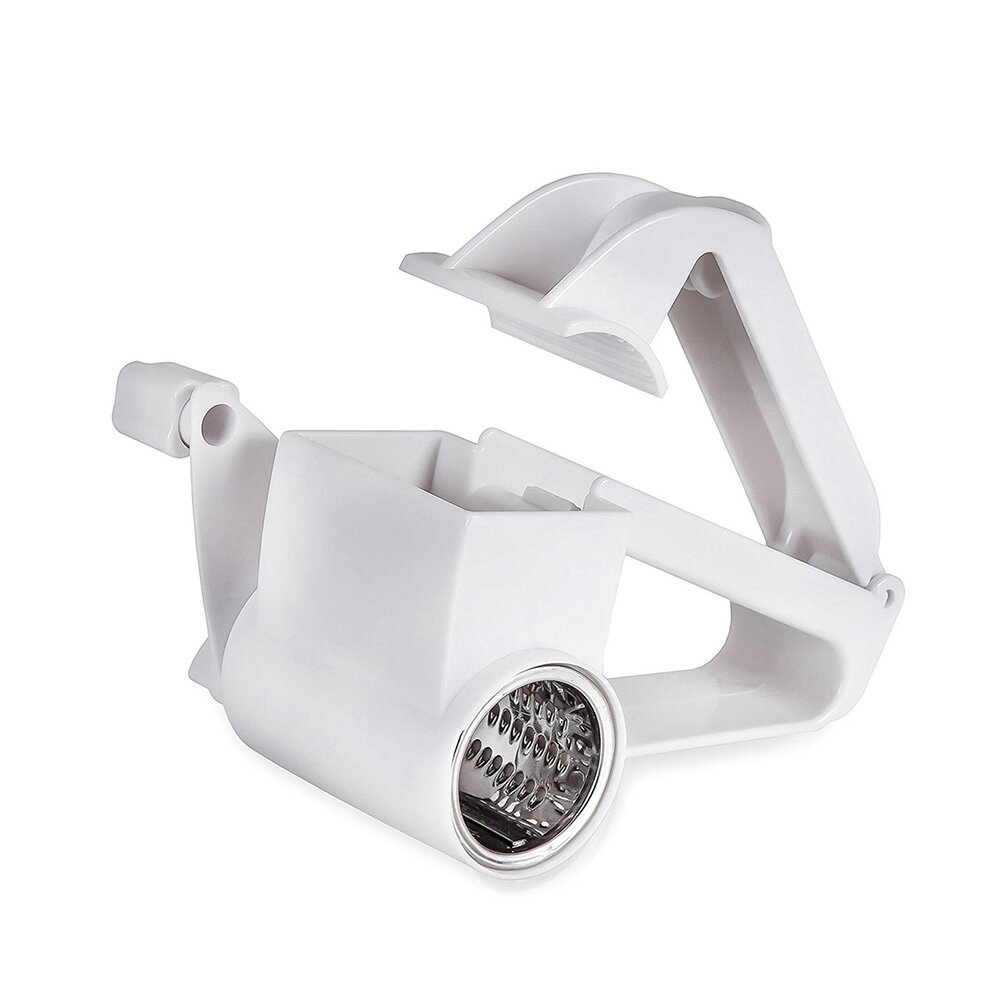 Роторный терка для сыра нержавеющая сталь барабан ручной многофункциональный мини портативный имбирь овощ шоколад нож порезчик нарезчик терка, материал 430 нержавеющая сталь ABS, цвет белый, размер 14*6.4*8.8 см, вес около 145 г, количество 1 шт