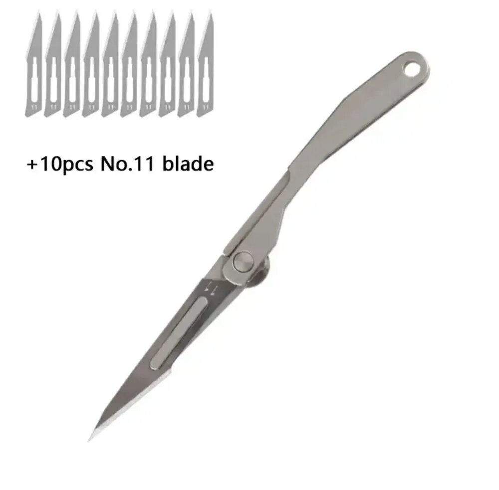 Титановый скальпель брелок + 10pcs No.11 blade хирургический нож для резки металла EDC