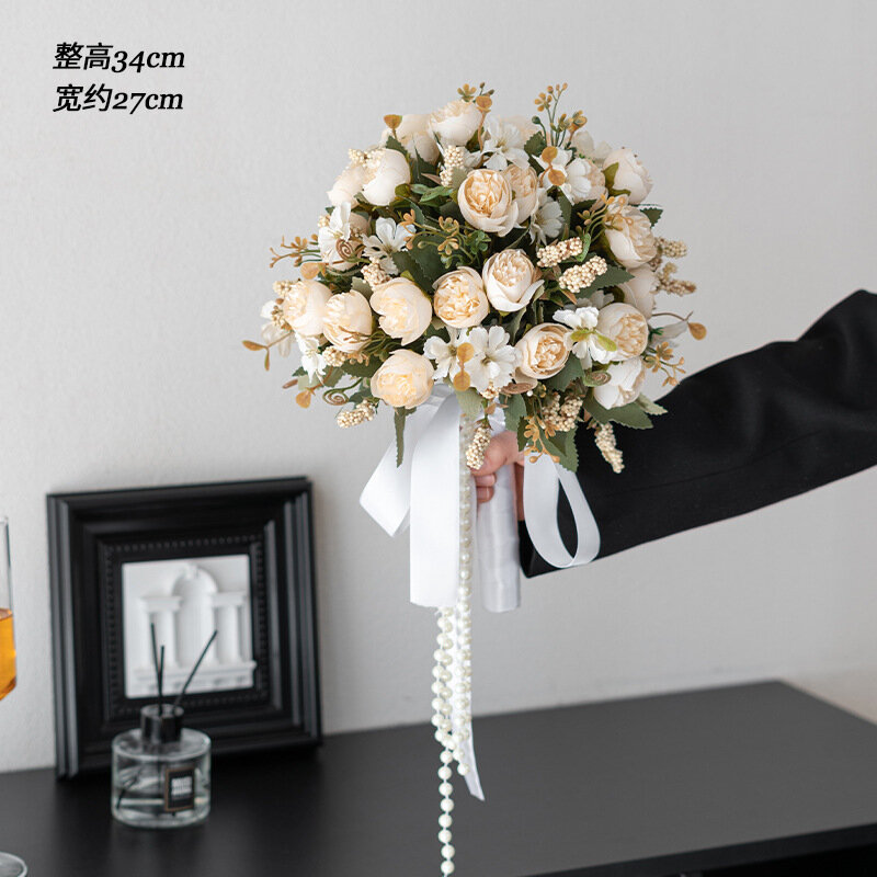 Европейский стиль легкой роскоши, высококачественные искусственные цветы, свадебный букет невесты, свидетельство о браке, ручные цветы, реалистичные цветы, декоративные аксессуары