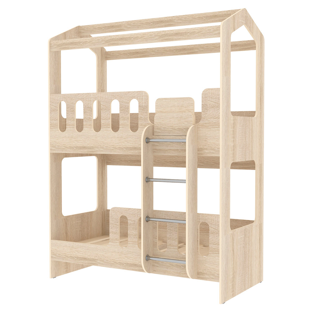 Двухъярусная кровать Домик Сказка ДС-17 80x160 Дуб Сонома