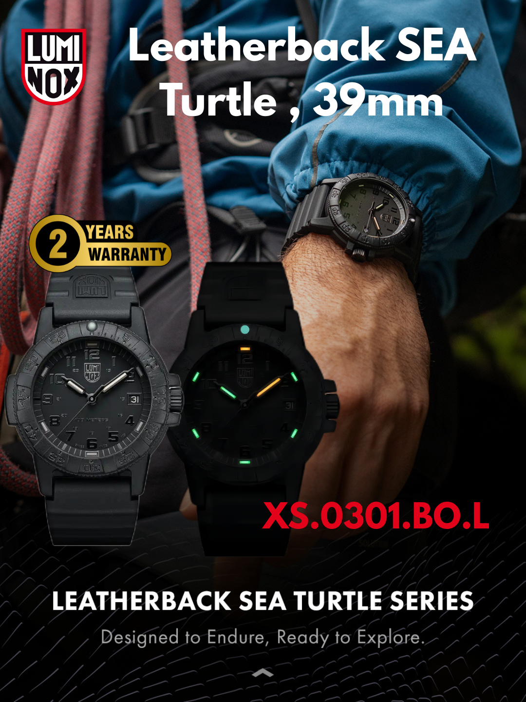 Швейцарский Luminox Leatherback SEA Turtle, спортивные, водонепроницаемые, WR100,39mm, подсветка, XS.0301. BO. L