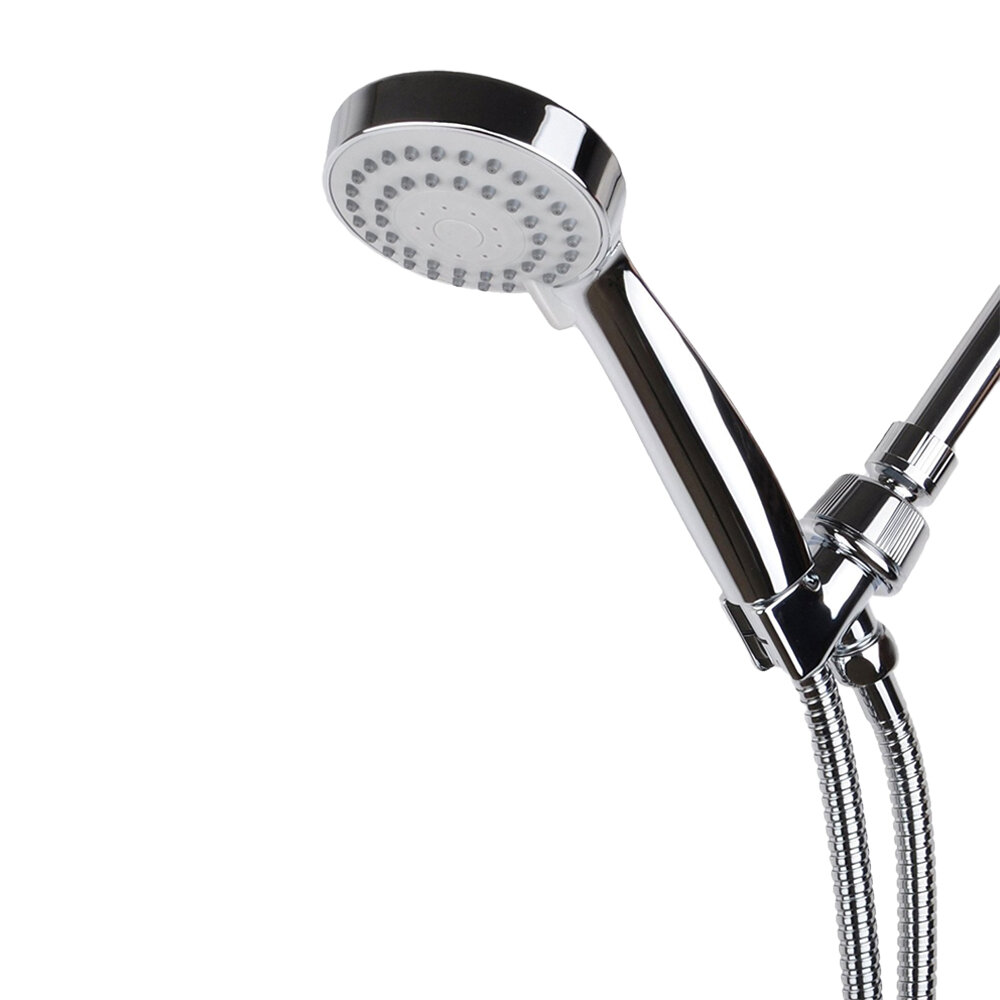 Ручная душевая головка 3 режима с гибким шлангом из нержавеющей стали 1,5м 1/2 дюйм, регулируемая рама, набор для ванны, полированный хром, серебристый цвет, монтаж на повес, вес упаковки 600г, размер упаковки 25.5*11.8*5.8см, в комплект входят дюймовая