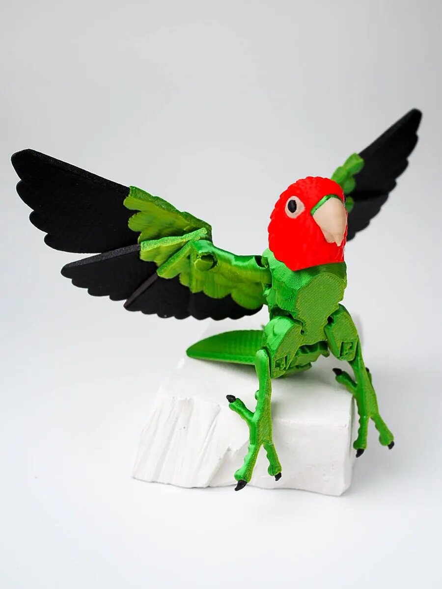 3Д игрушка подвижная птица Попугай Неразлучник