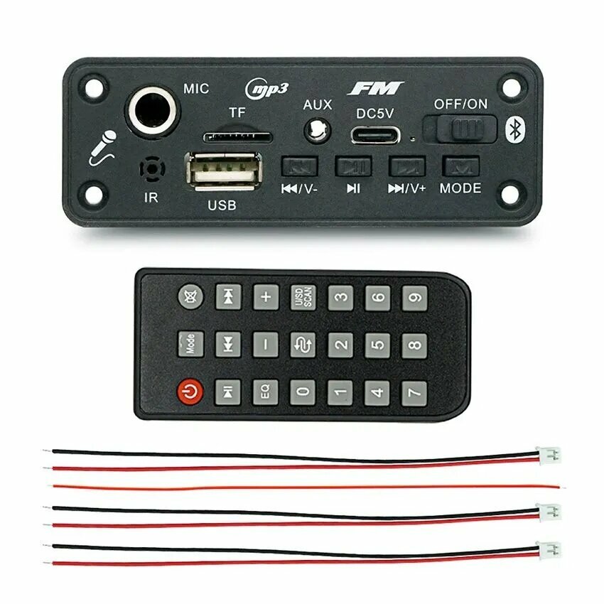 Усилитель Модуль для колонок 2x5W с пультом MP3 Bluetooth 5.0, FM-радио