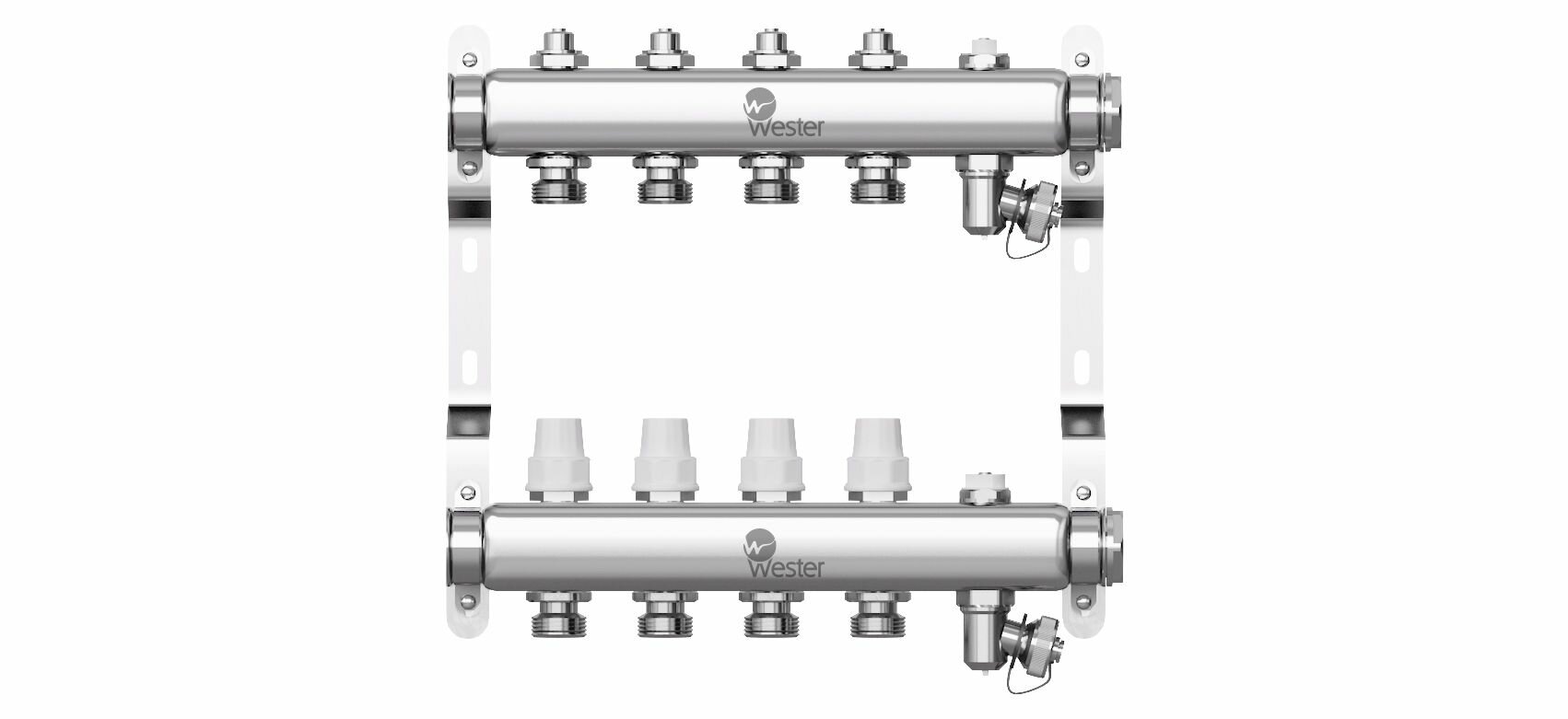 Коллектор 1" из нерж. стали на 4 выходов 3/4"ЕК без расходомеров, группа в сборе, Wester MUVS4134 0-32-1604
