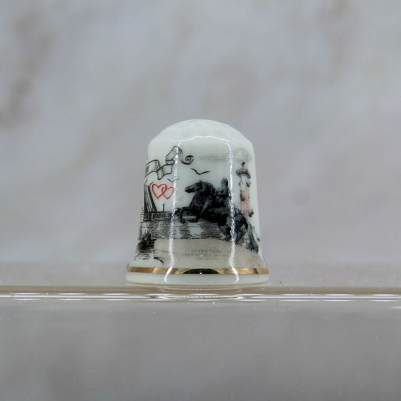 Наперсток фарфоровый "Санкт-Петербург" , 3 см, цвет белый с черным