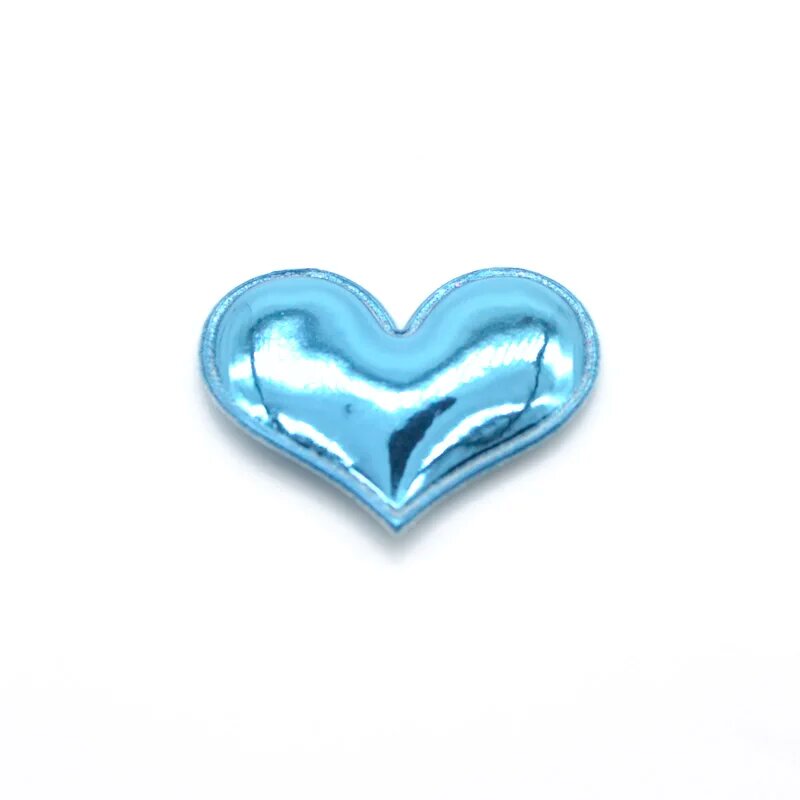 Блестящие аппликации сердечки из искусственной кожи, Blue