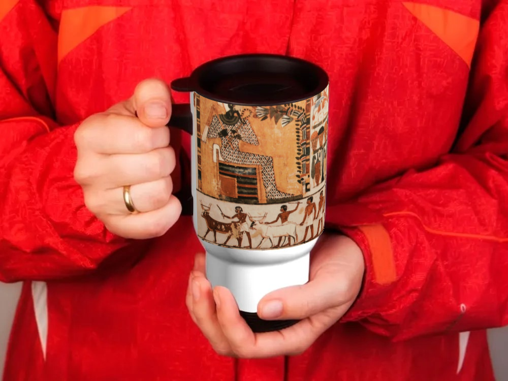Тремокружка для авто с принтом "Фреска, египет, фараон" 0.5 л.