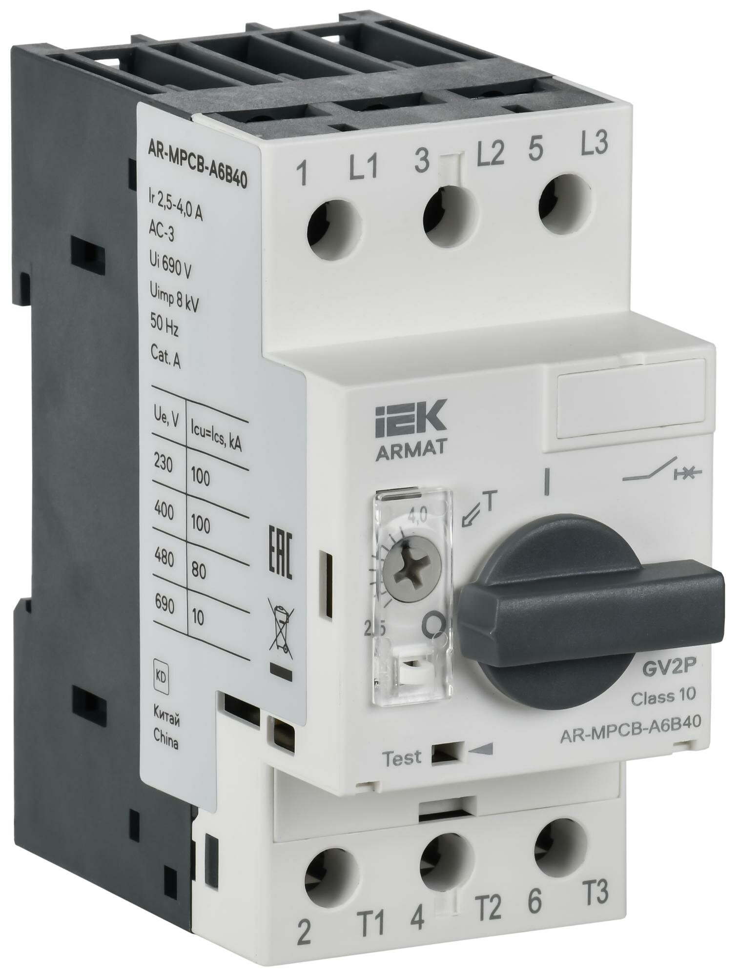 Выключатель автоматический защиты двигателя A6 GV2P 2,5-4А IEK AR-MPCB-A6B40