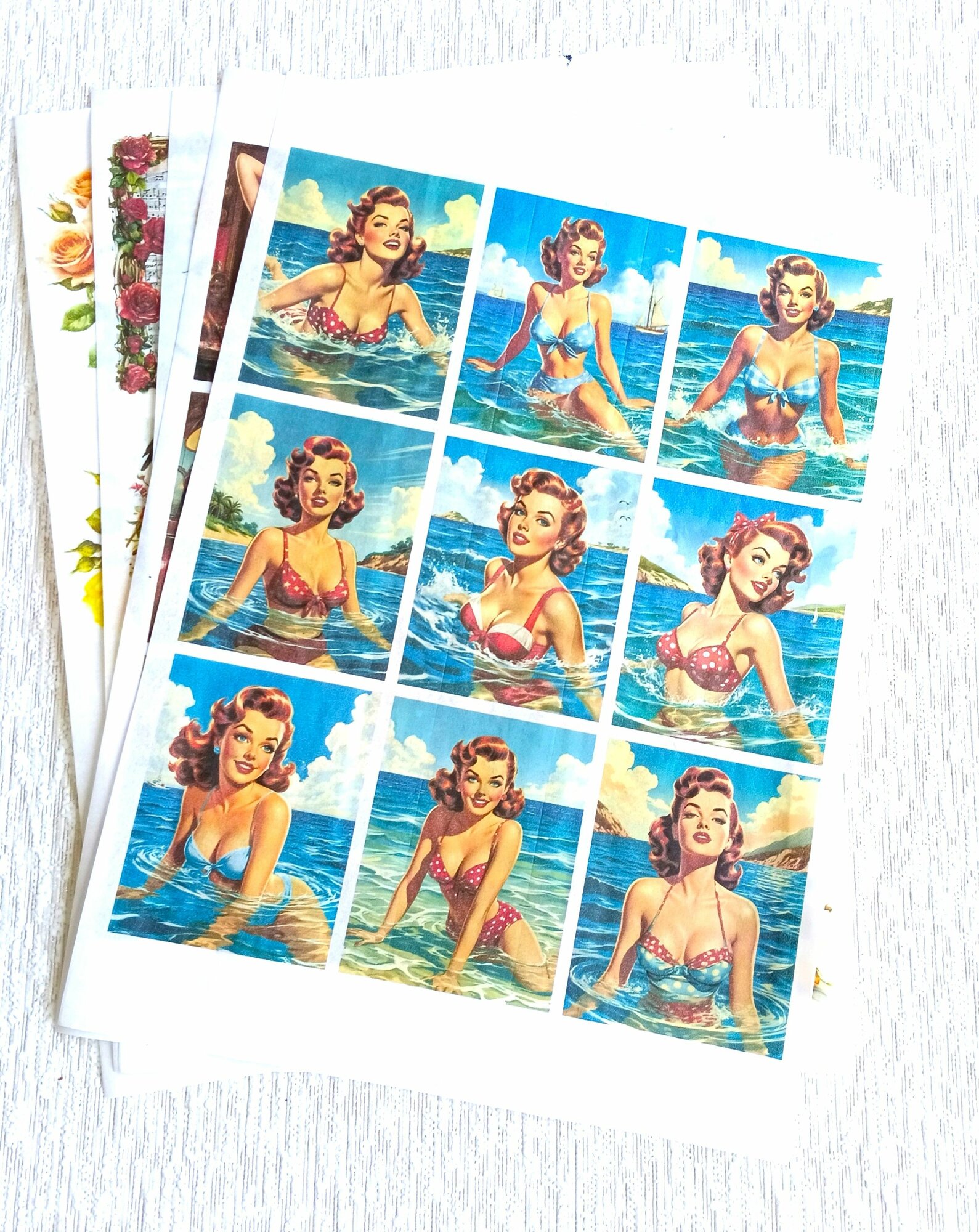 Набор бумаги для декупажа Пин-ап 5 листов А4, 40 гр/2м.