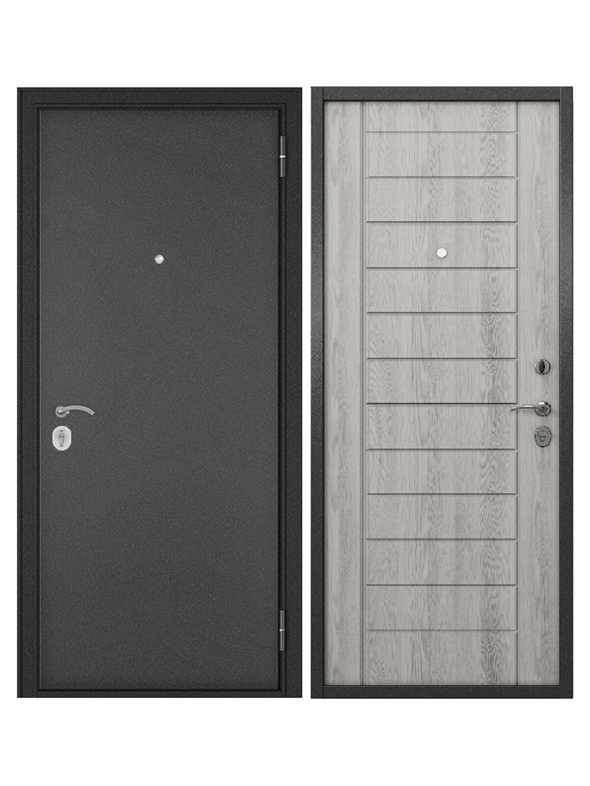 Дверь стальная HOME ECO 137 Антрацит букле-Ясень ривьера айс, 1 замок 860*1900 правая